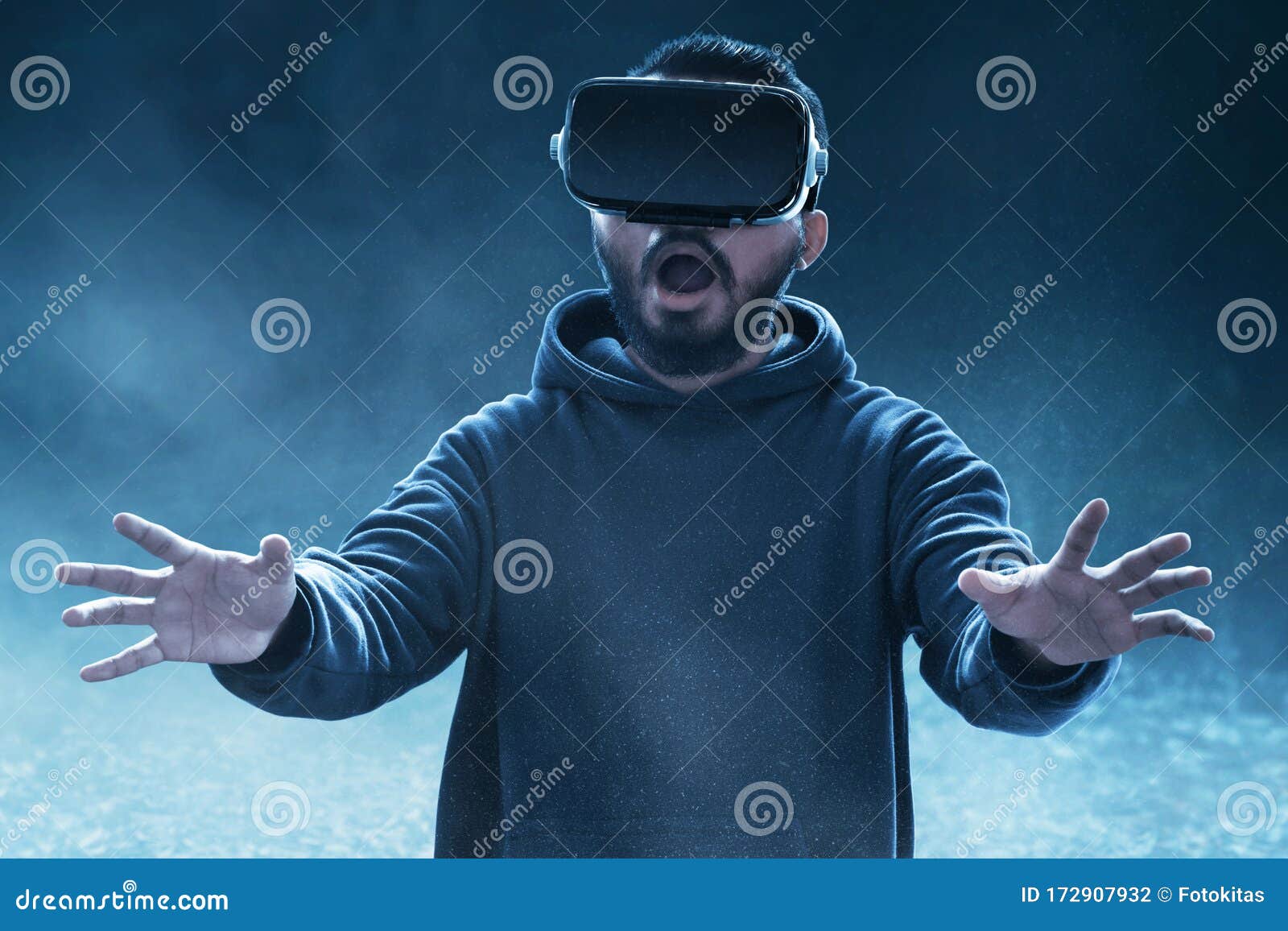 Man Wear Virtual Reality Headset Stock Photo - Image of goggles ...