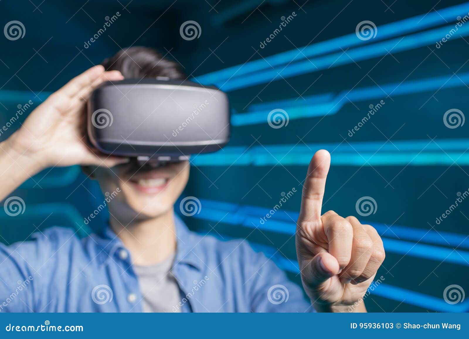 Man wear vr stock image. Image of design, education, technolog - 95936103