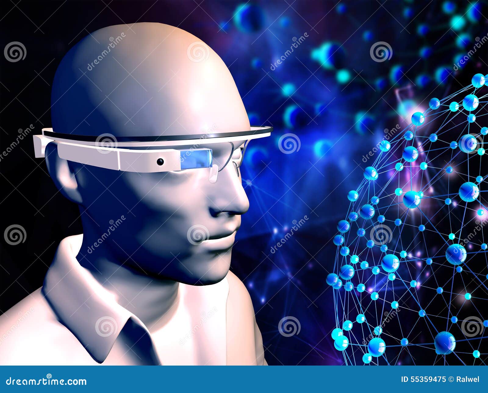 Man with Wearable Computer Technology Stock Illustration - Illustration ...