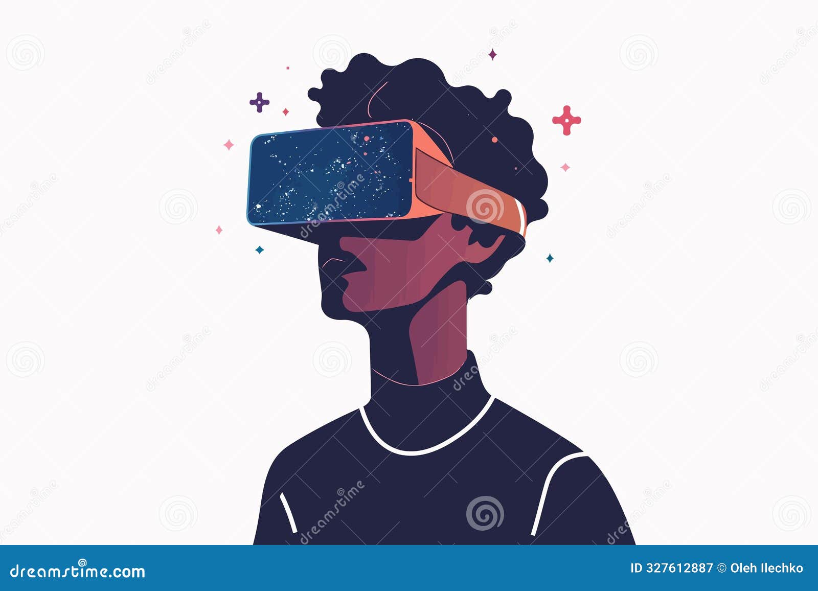 Man with Wearable Spatial Computer on Face Isolated Vector Style Stock ...