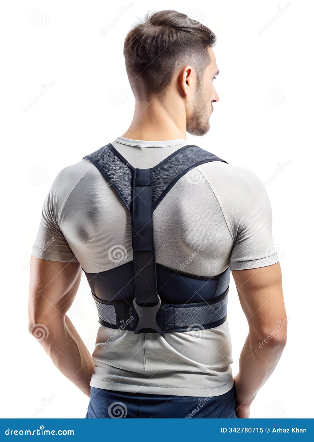 Man Wearing Adjustable Posture Corrector for Back Support Stock Image ...