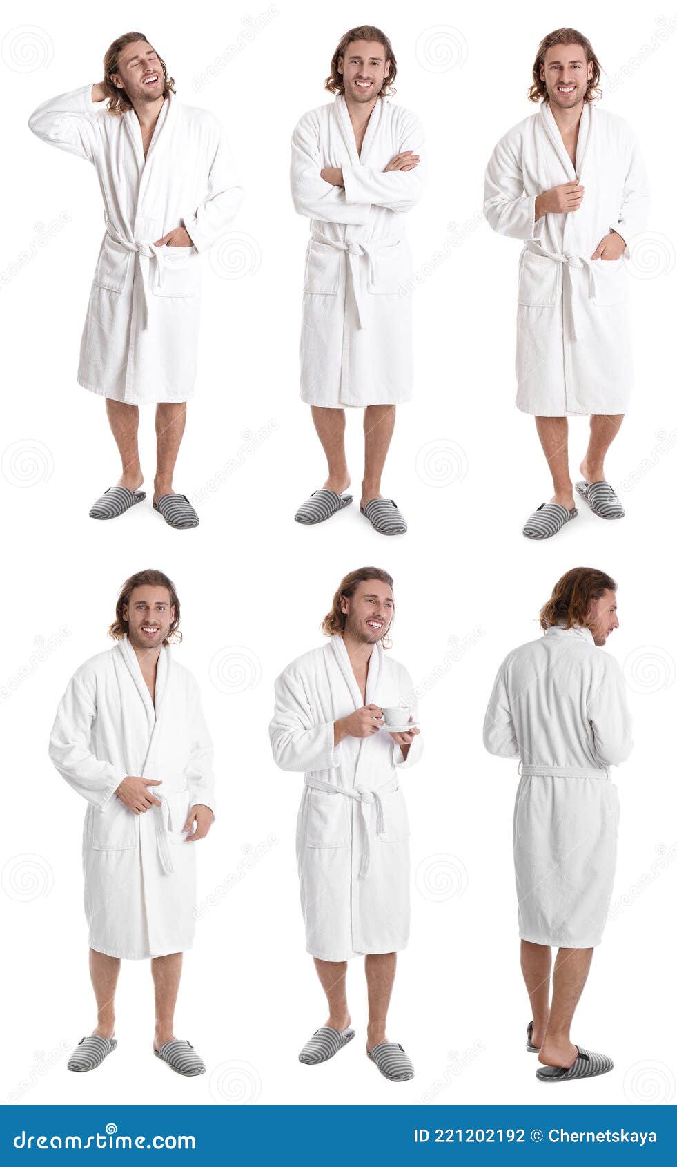 Man Wearing Bathrobe on White, Collage Stock Photo - Image of look ...