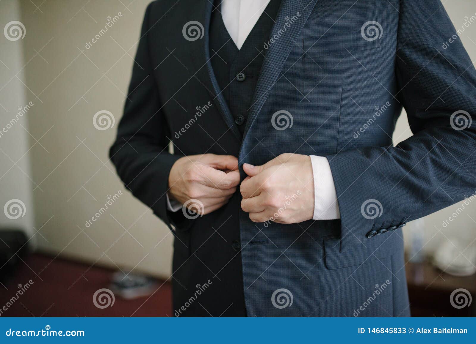 The Man is Wearing a Black Suit Stock Image - Image of clothing ...