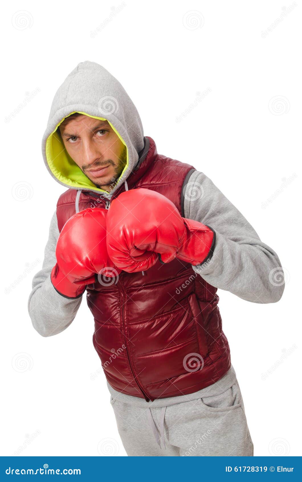 The Man Wearing Boxing Gloves Isolated on White Stock Image - Image of ...