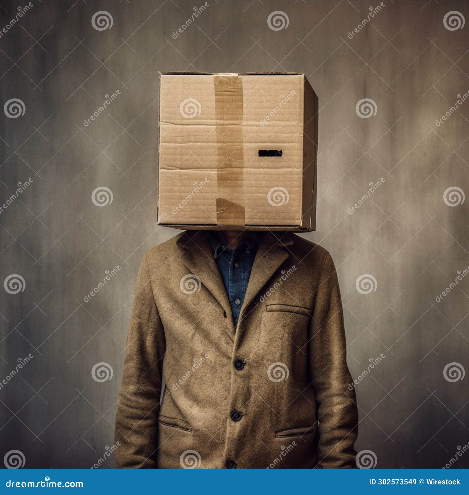 Man Wearing a Cardboard Box on His Head. AI-generated Stock ...