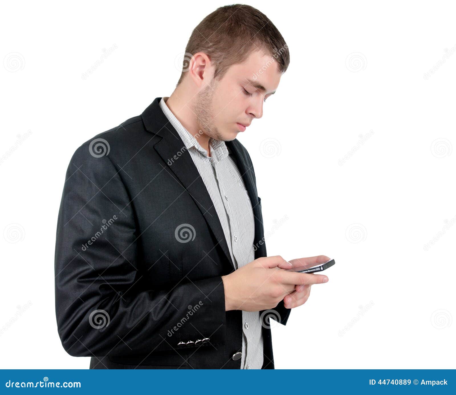 Man Wearing Checking His Mobile Stock Image - Image of business, typing ...