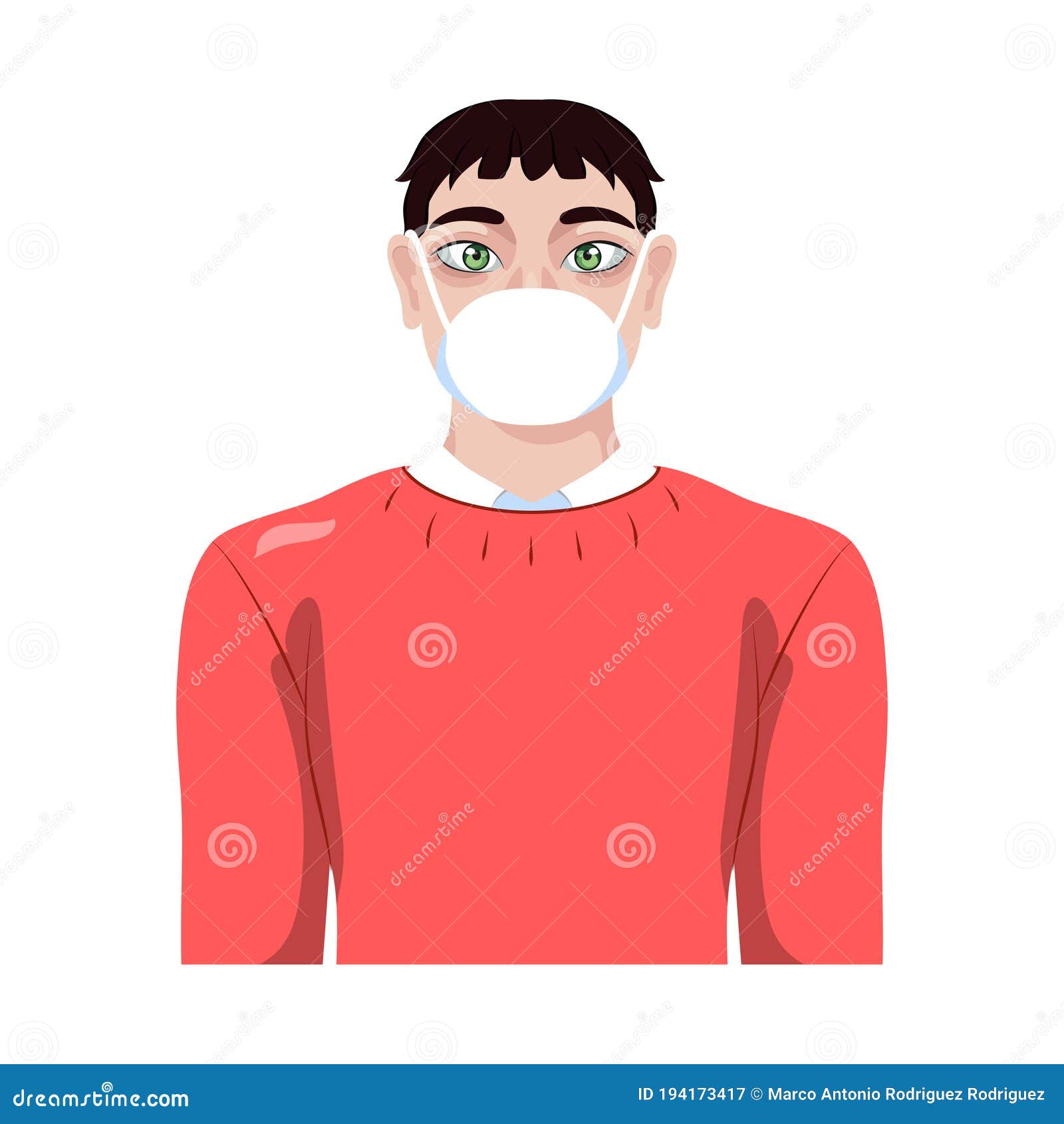 Man wearing a face mask stock vector. Illustration of outbreak - 194173417