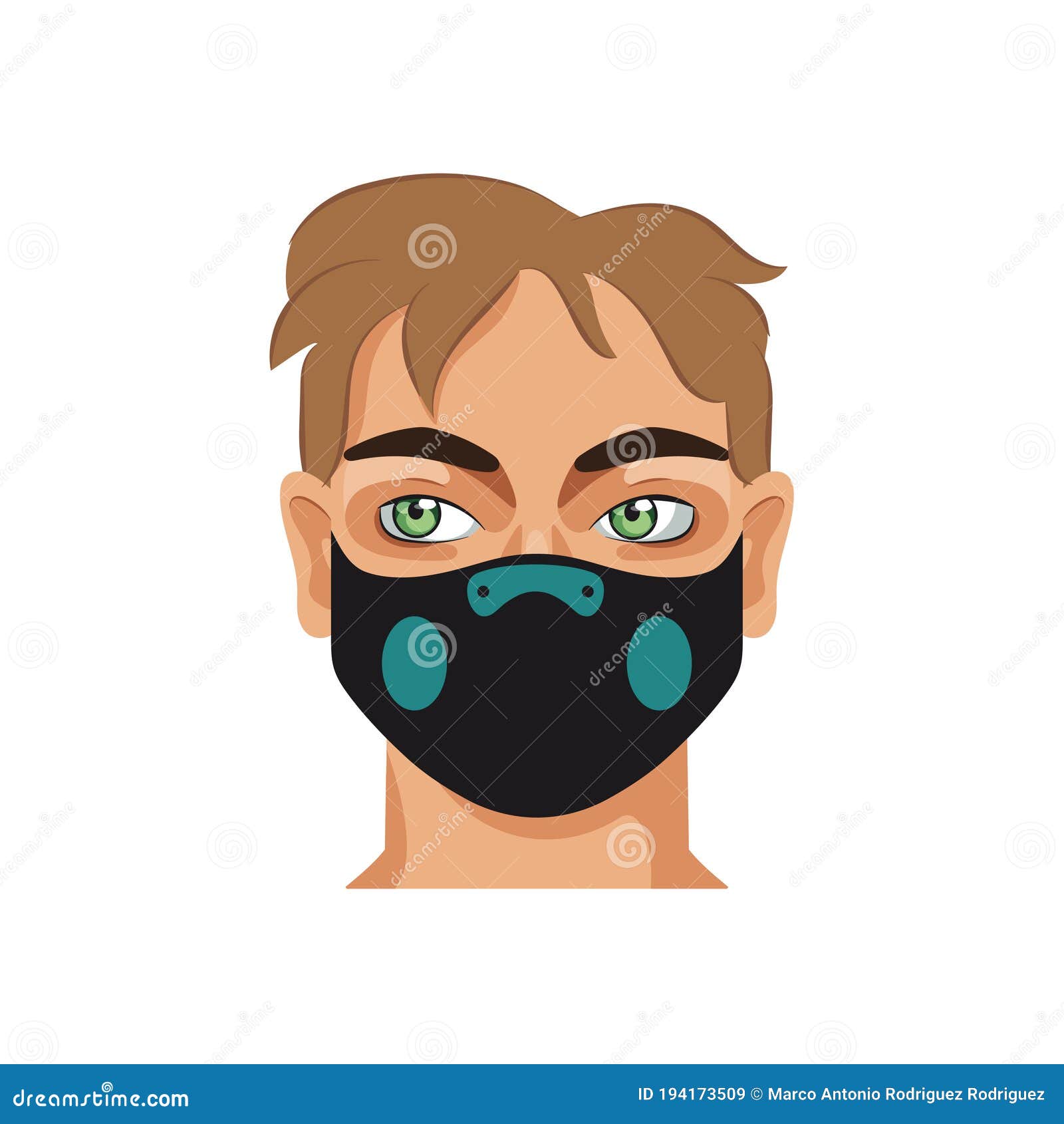 Man wearing a face mask stock vector. Illustration of clipart - 194173509