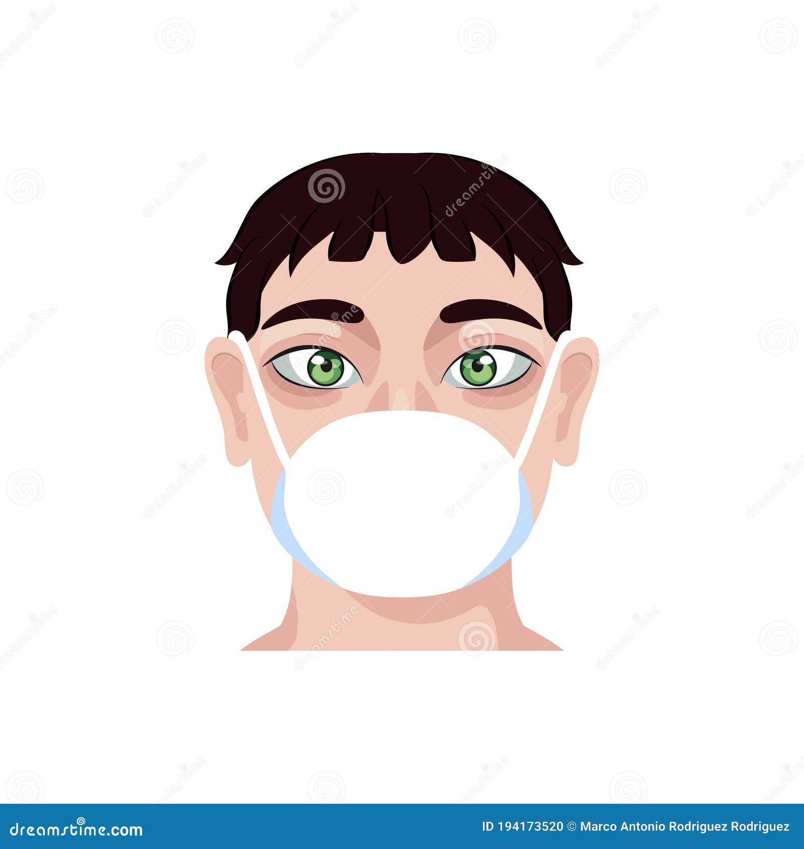 Man wearing a face mask stock vector. Illustration of safety - 194173520