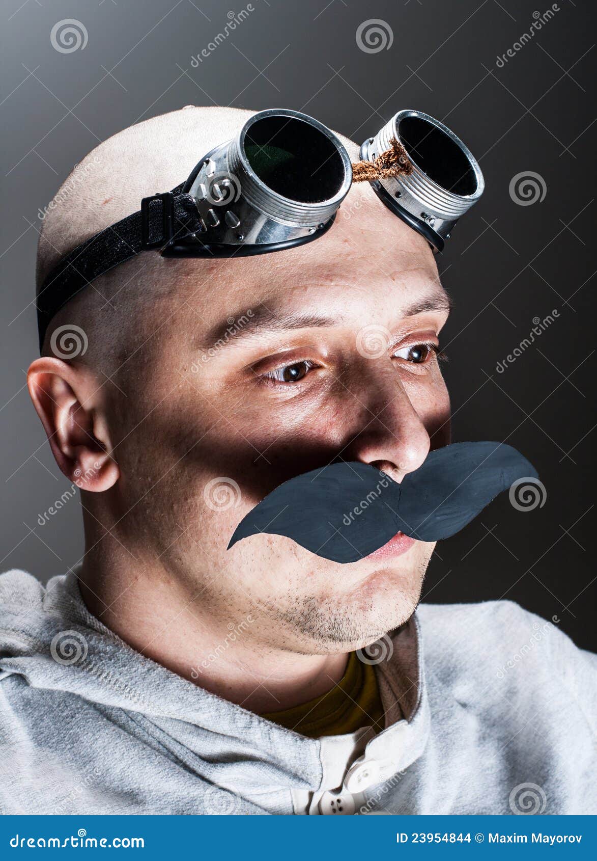 Man Wearing False Moustache and Goggles Stock Photo - Image of ...
