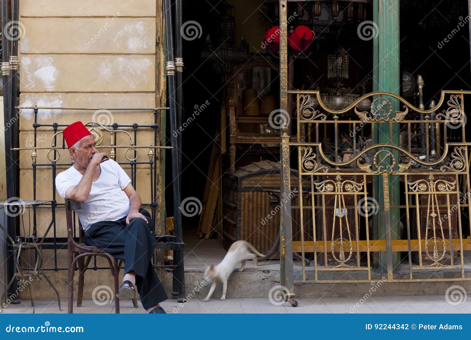 Man Wearing Fez in Cairo, Egypt Editorial Photography - Image of urban ...