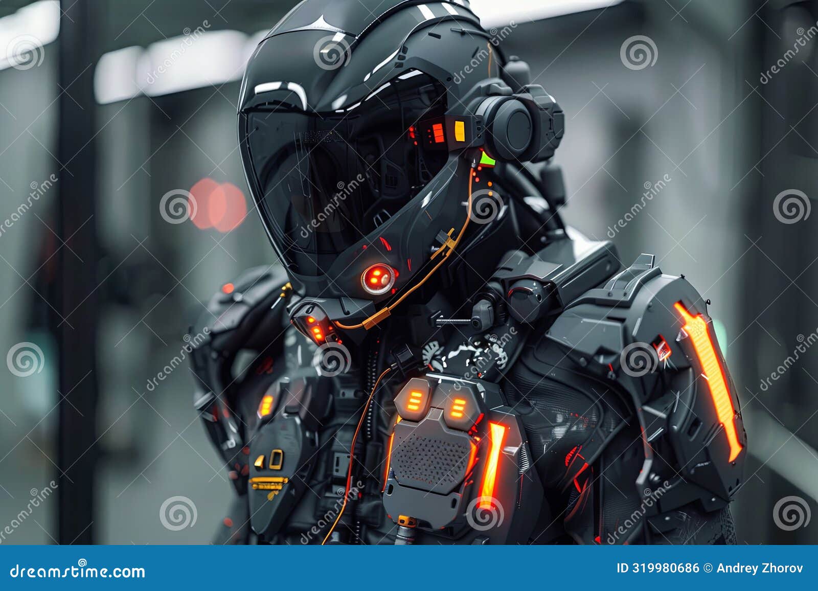Futuristic Combat Robots In Dimly Lit Setting Royalty-Free Stock ...