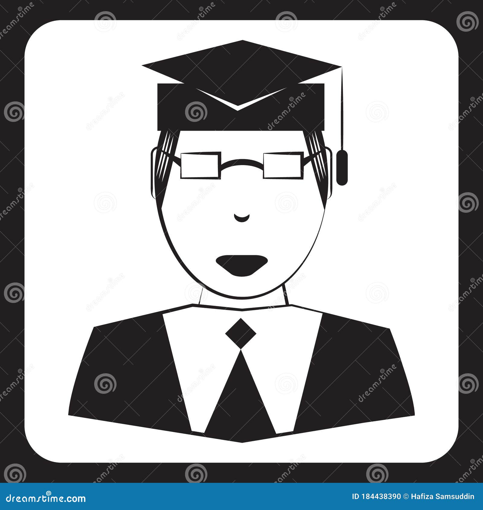 Man Wearing Graduation Hat. Vector Illustration Decorative Background ...
