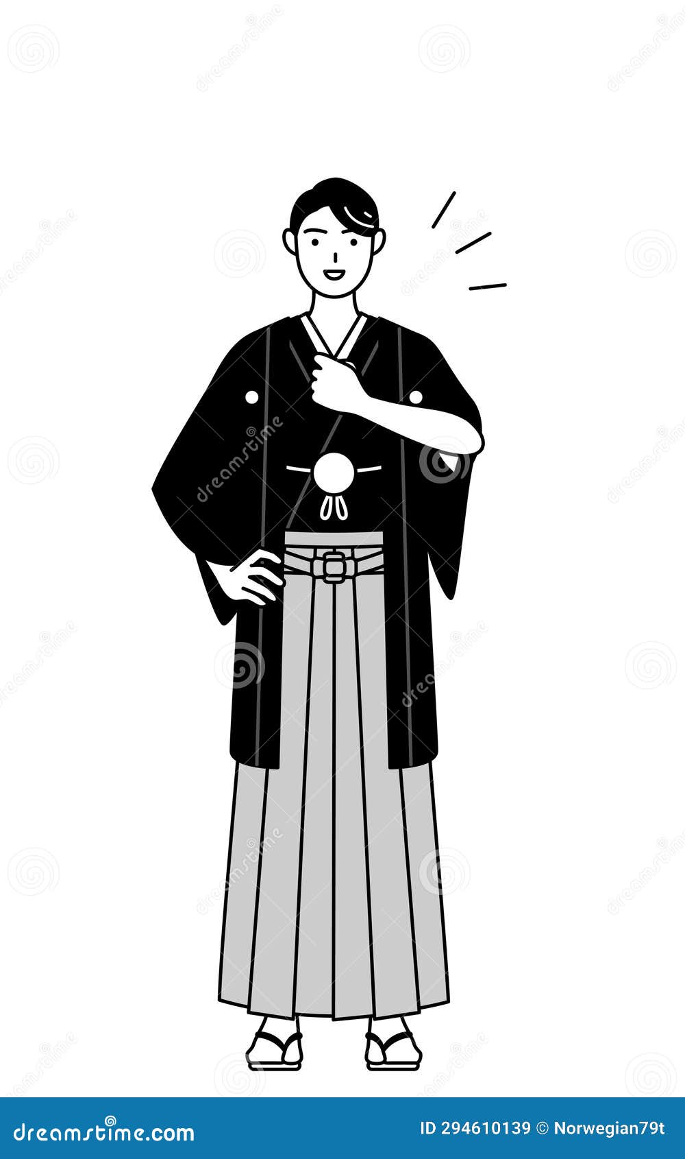 Man Wearing Hakama With Crest In A Confident Pose Cartoon Vector ...