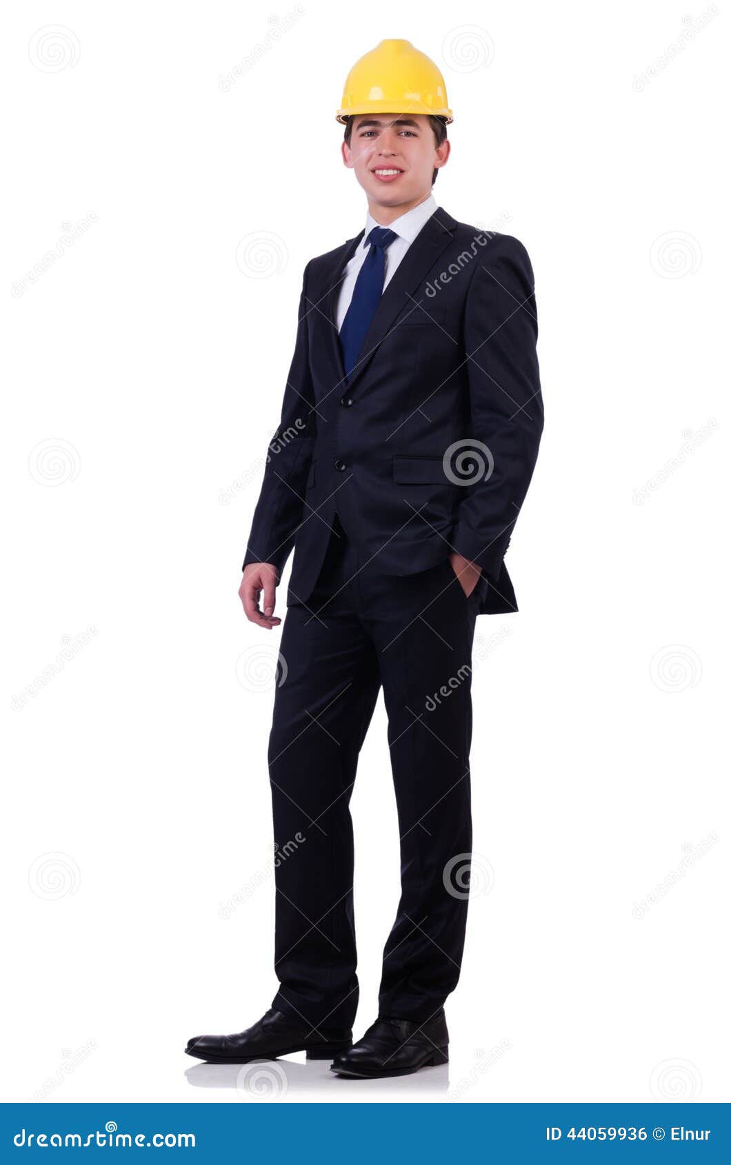 Man Wearing Hard Hat Isolated Stock Photo - Image of engineer, business ...