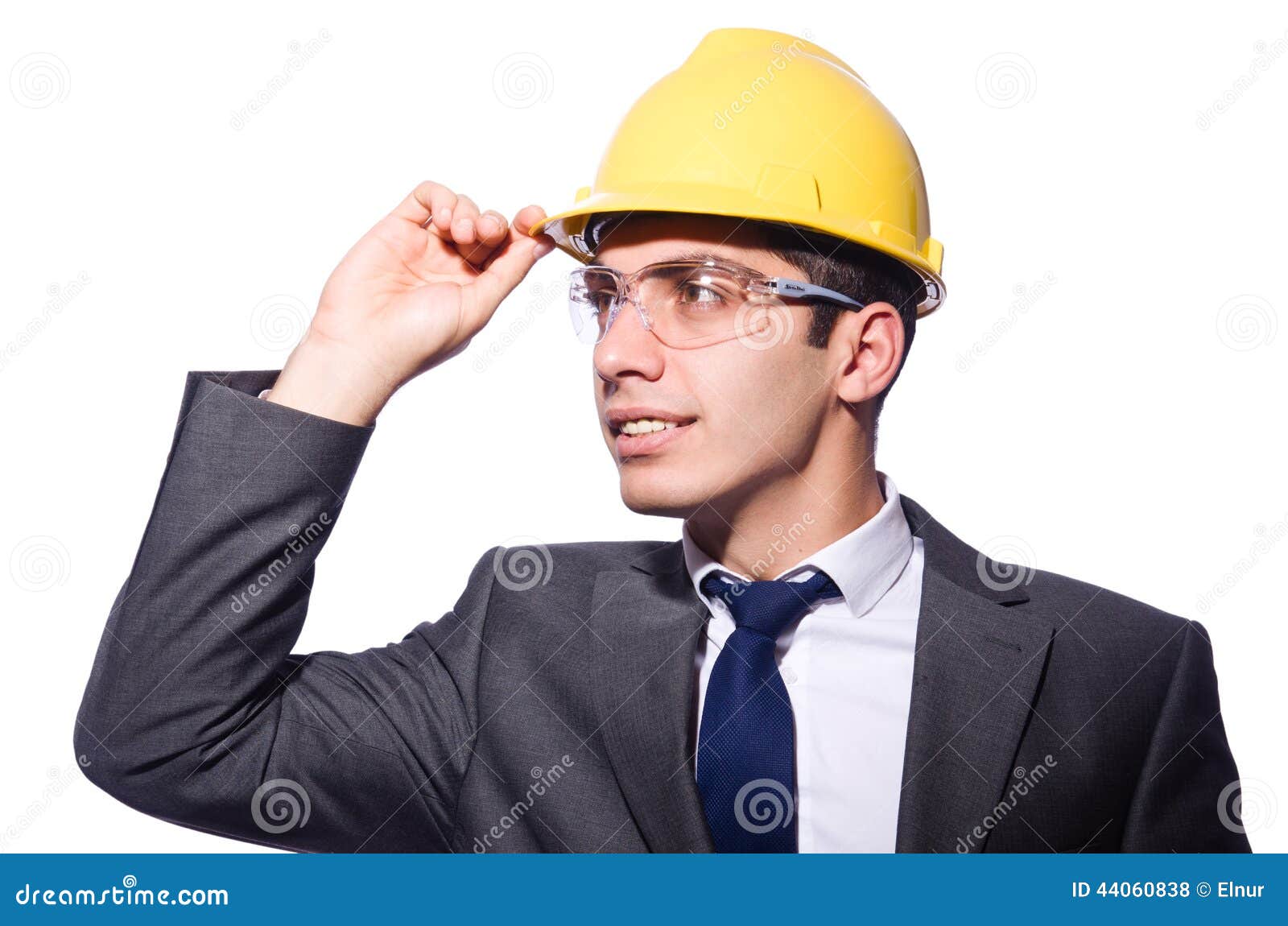 Man Wearing Hard Hat Isolated Stock Photo - Image of building ...