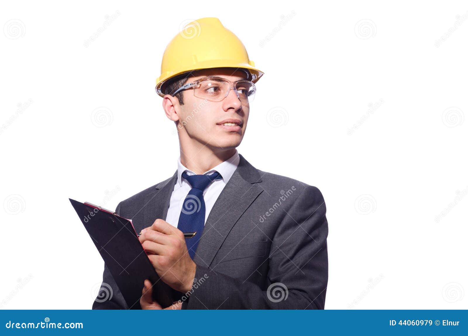 Man Wearing Hard Hat Isolated Stock Image - Image of building, design ...