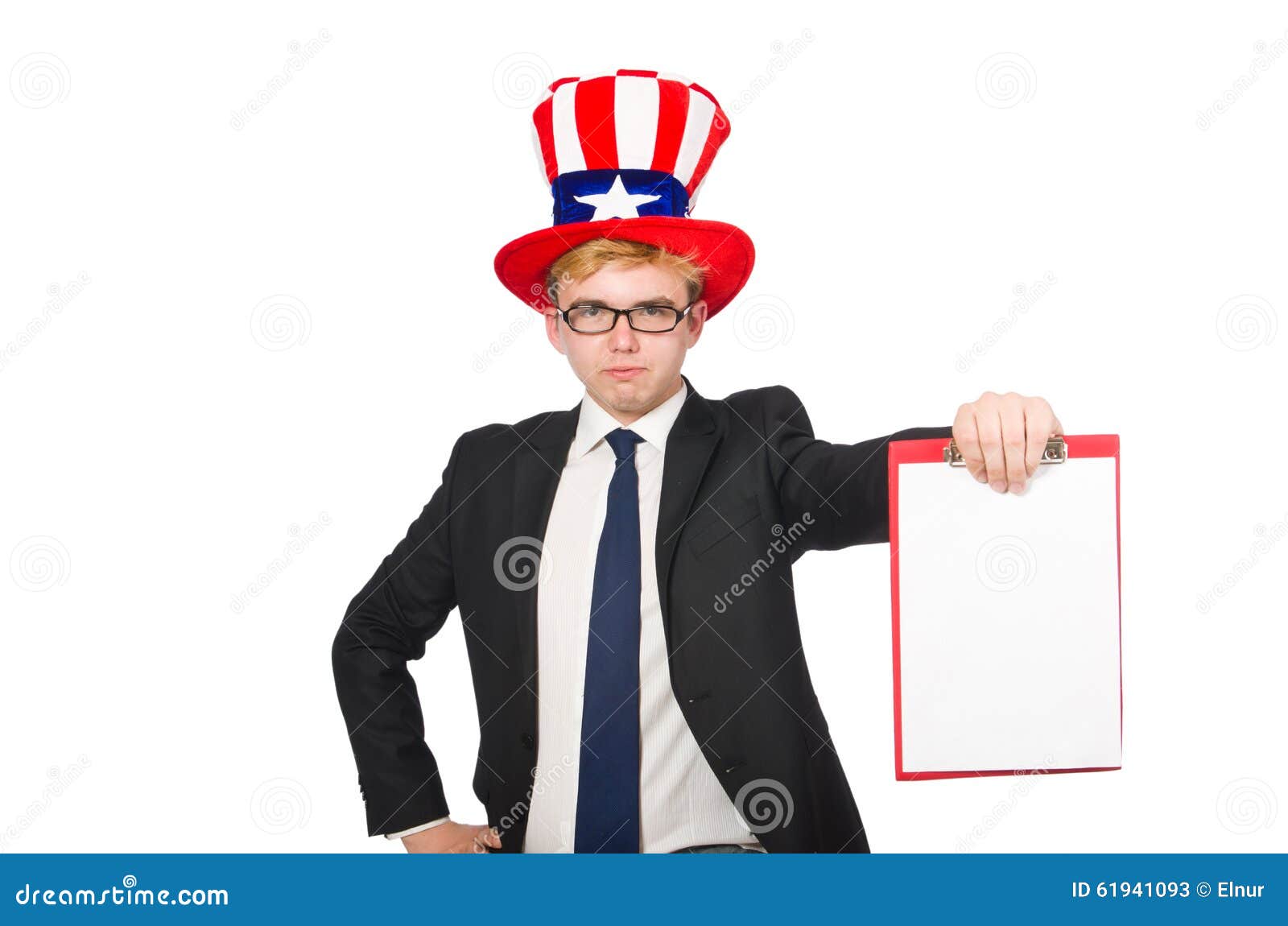 The Man Wearing Hat with American Symbols Stock Image - Image of page ...