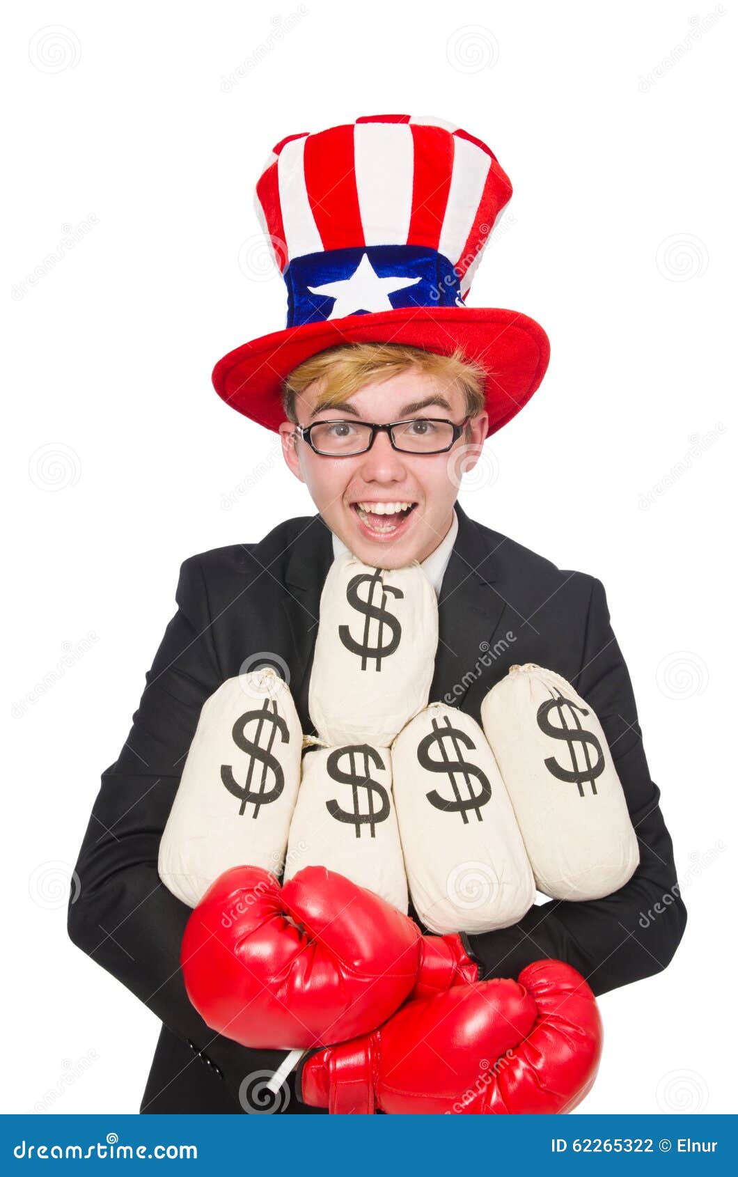 The Man Wearing Hat with American Symbols Stock Photo - Image of money ...
