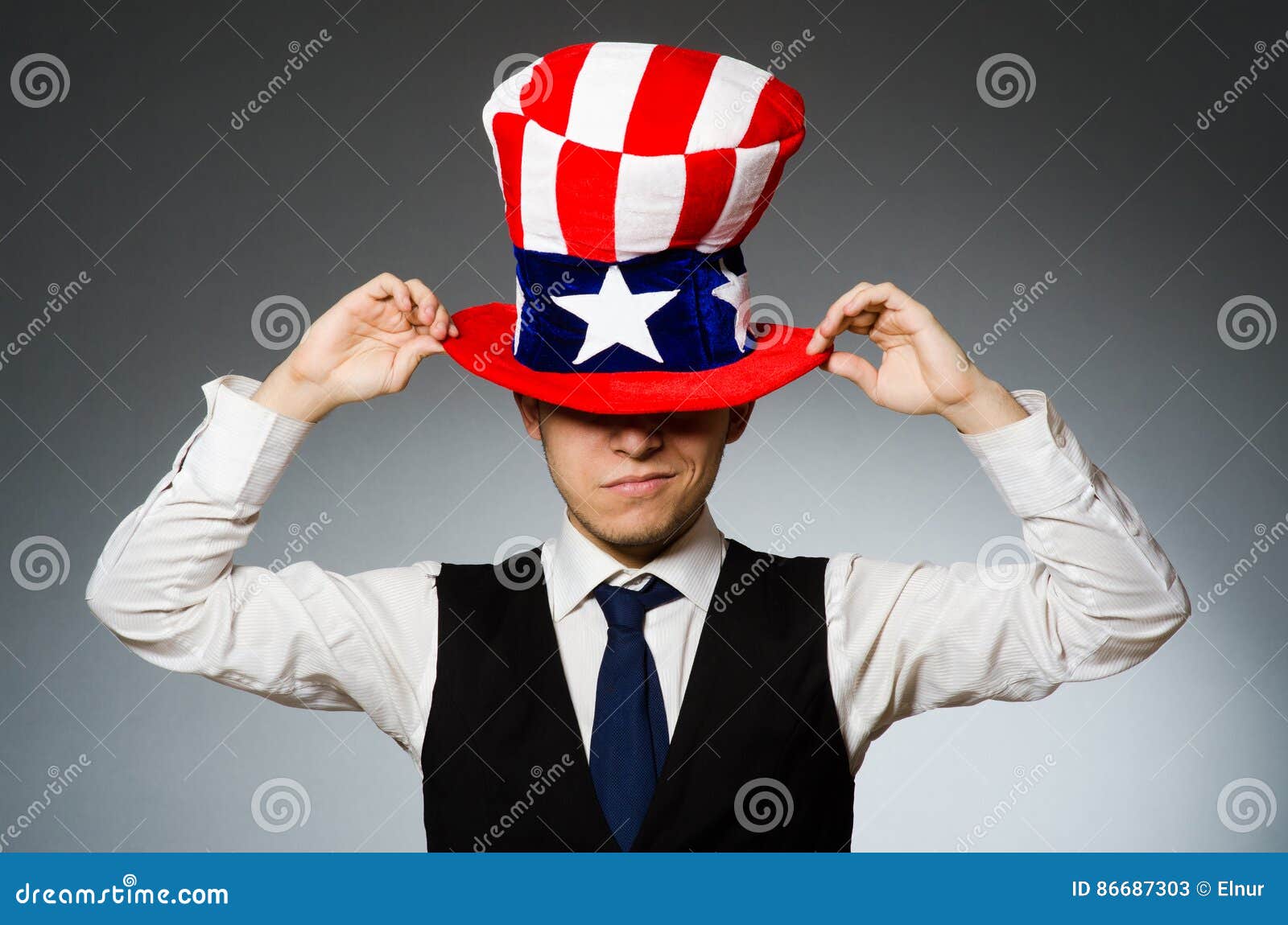 The Man Wearing Hat with American Symbols Stock Image - Image of ...