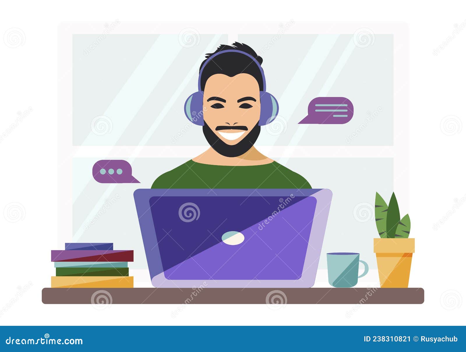 Guy With Headphones Laughs. Giggle People, Stand Adult Man Laughing ...