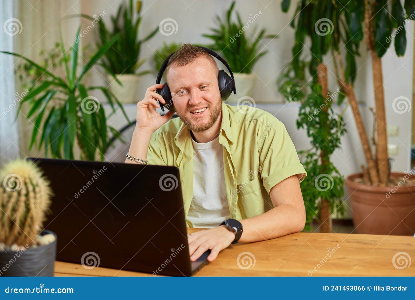 Man Wearing Headphones, Study Online Education Training, Male Student ...
