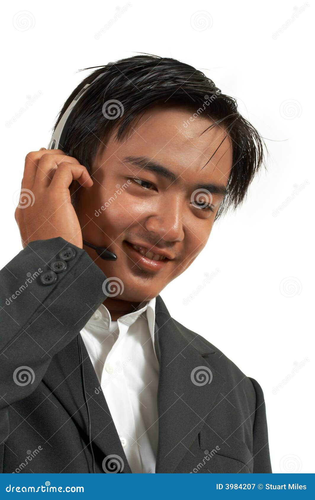 Man wearing a headset stock image. Image of customer, smile - 3984207