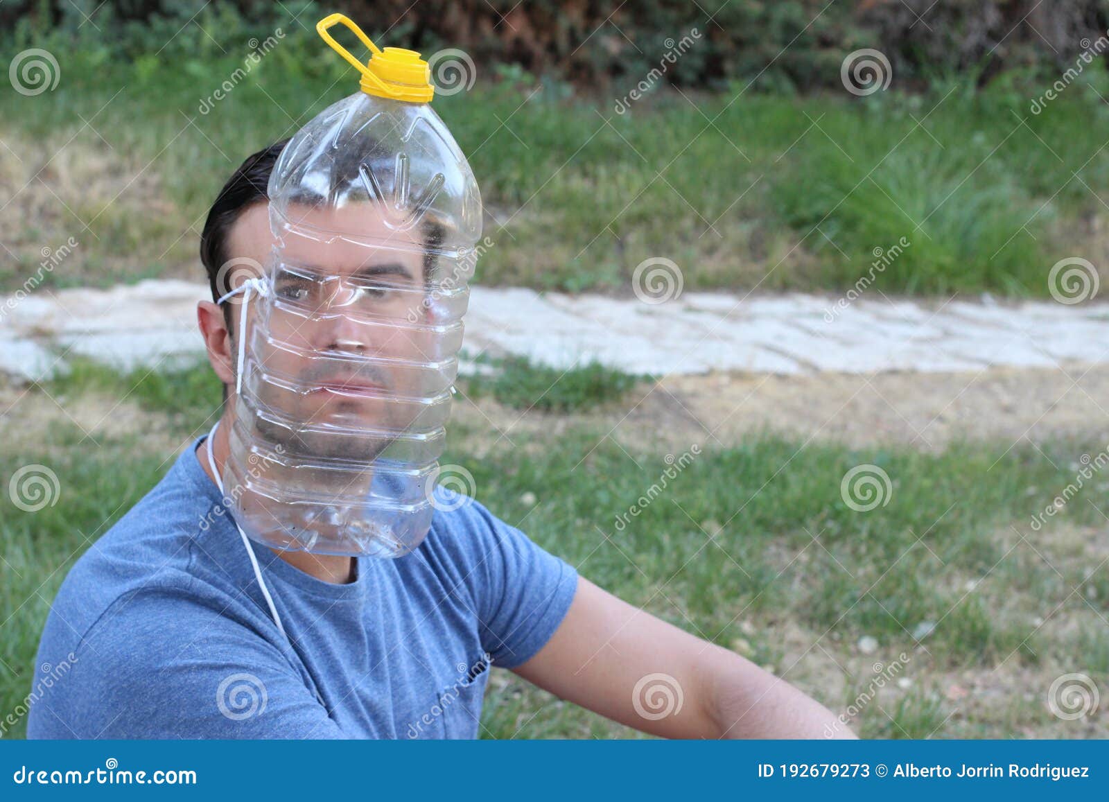 Man Wearing Home Made Face Shield Stock Image - Image of filter ...