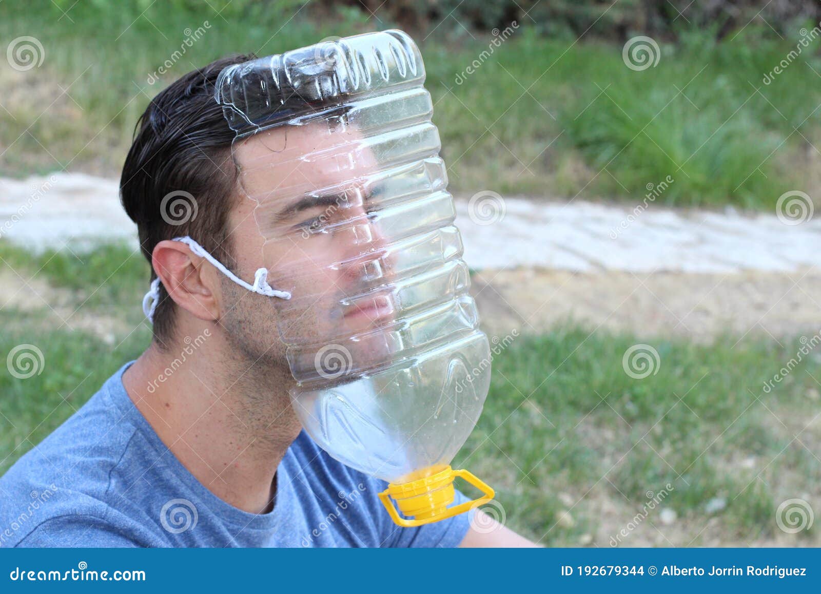 Man Wearing Home Made Face Shield Stock Photo - Image of improvised ...
