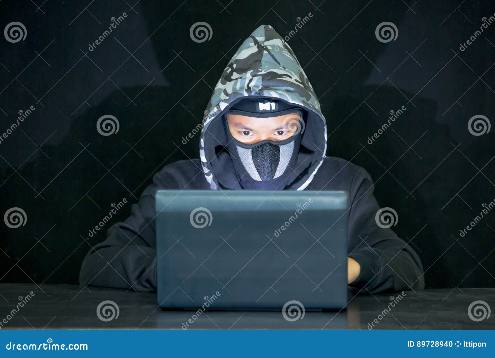 Man Wearing Hood on Looking Dark Stock Photo - Image of young, hacking ...