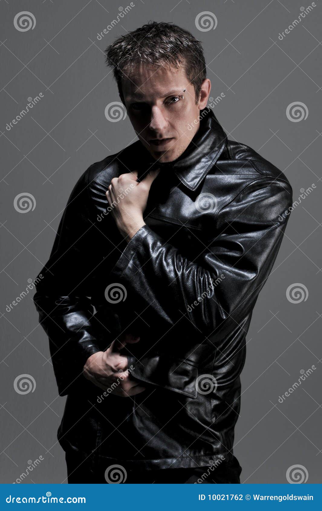 Man Wearing a Leather Jacket Stock Photo - Image of clothing, fashion ...