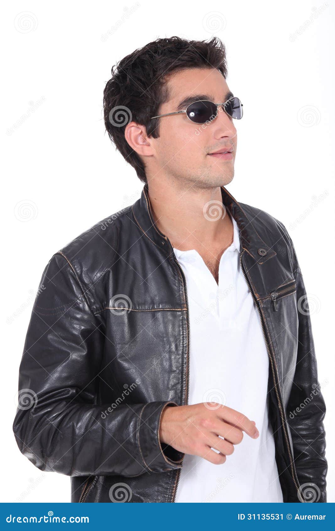 Man Wearing Leather Jacket Stock Image Image Of Rocker 31135531