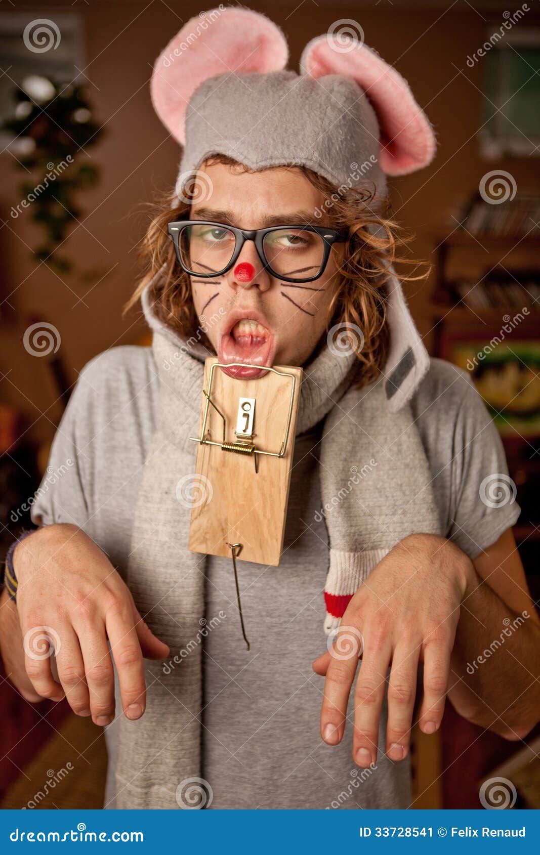 Man Wearing a Mouse Costume Got Trapped Stock Image - Image of negative ...