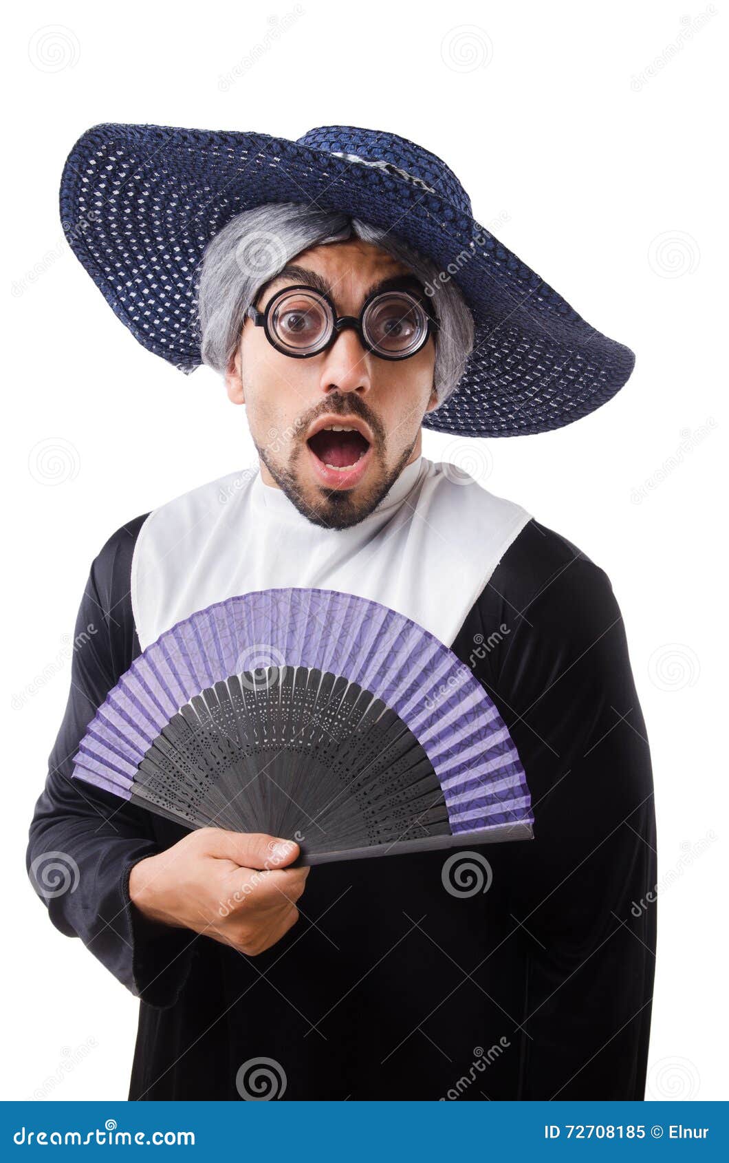 The Man Wearing Nun Costume Isolated on White Stock Image - Image of ...