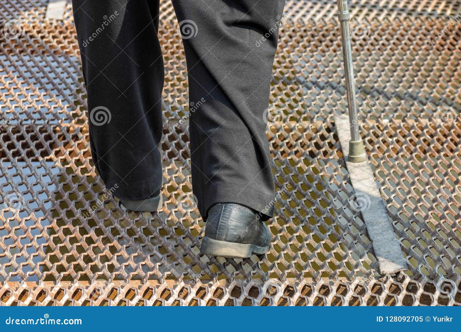 Man Wearing Old Scratched Shoes Doing Hard Step Stock Image - Image of ...