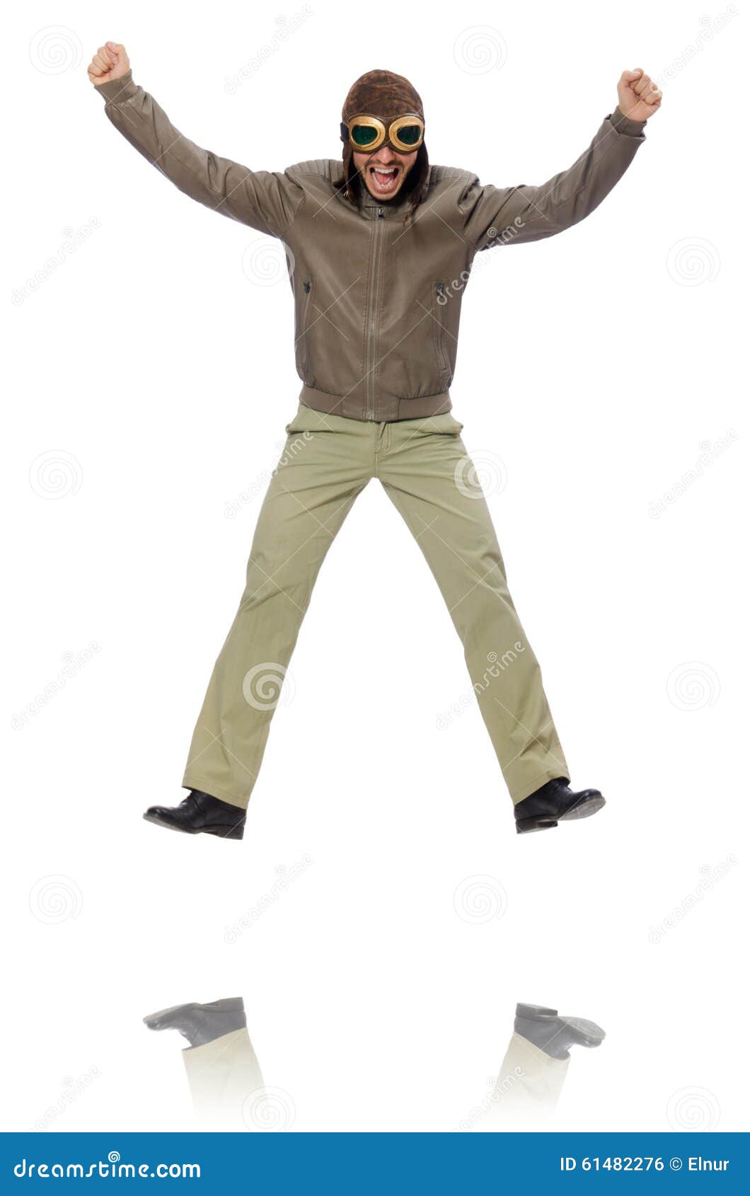 The Man Wearing Pilot Goggles Isolated on White Stock Photo - Image of ...