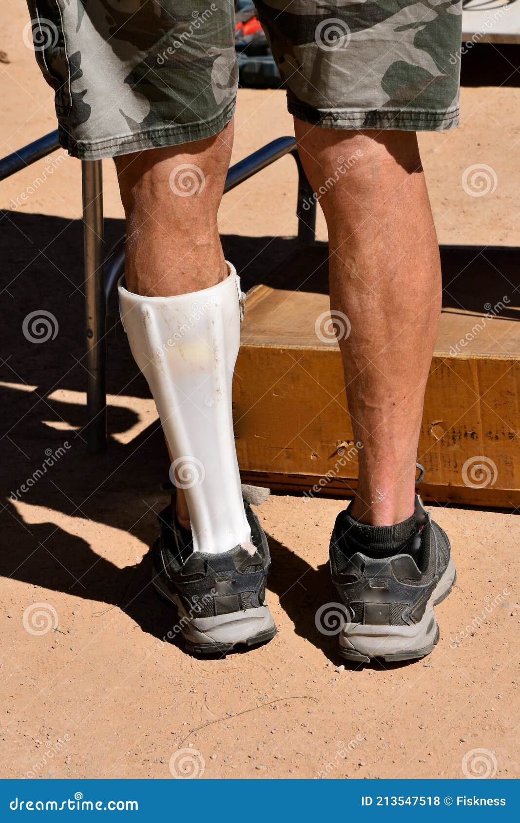 Supportive Plastic Leg Brace Worn by a Man Stock Photo - Image of ...