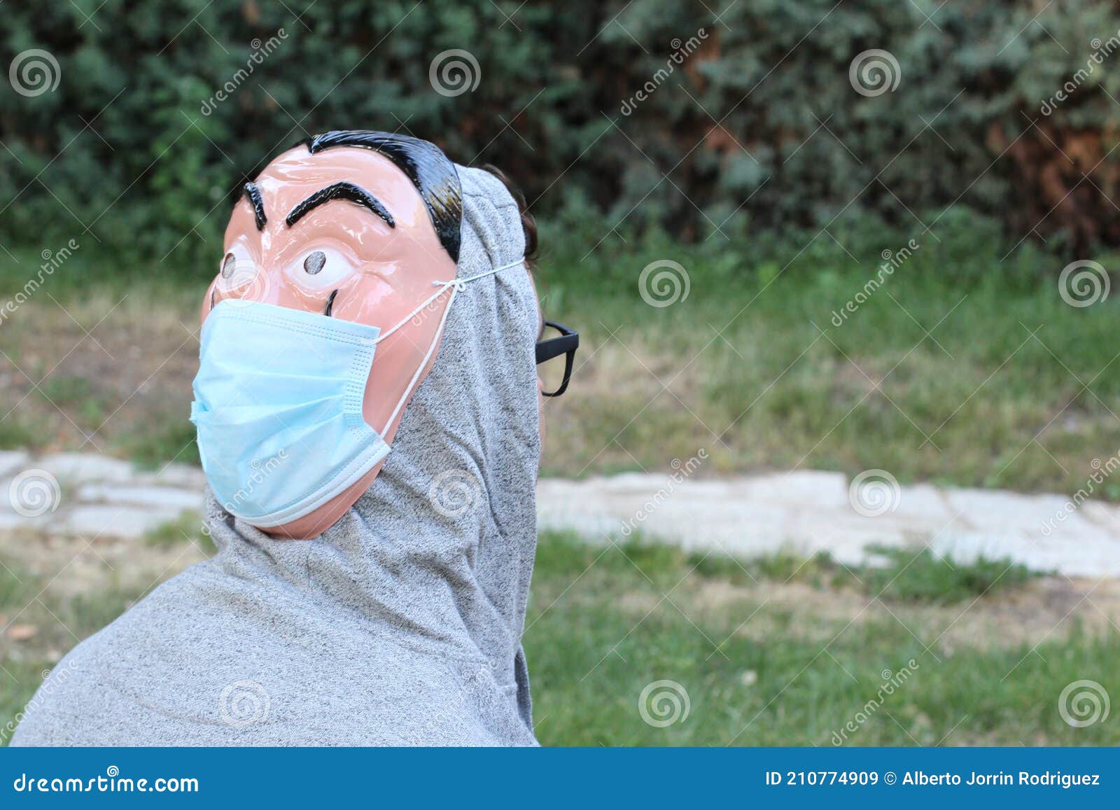 Man Wearing Protective Mask in the Back of the Head Stock Image - Image ...