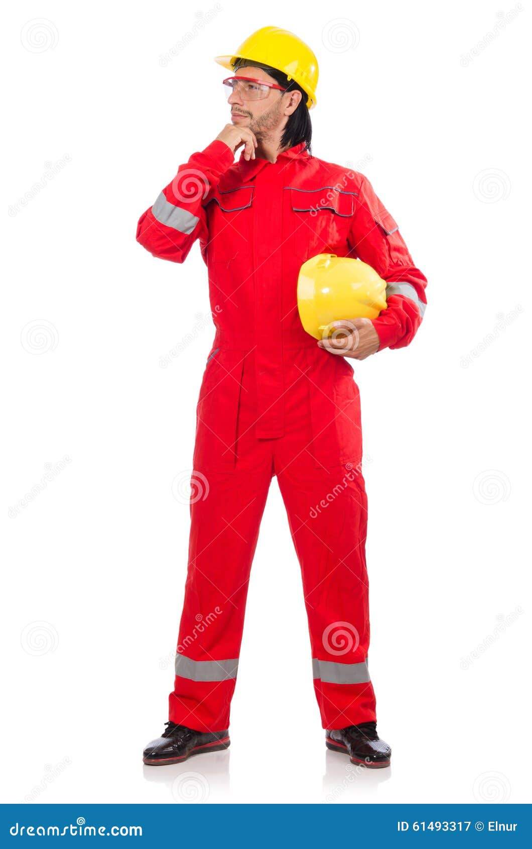 The Man Wearing Red Coveralls Isolated on White Stock Image - Image of ...