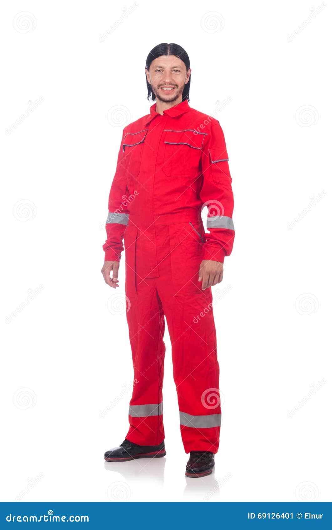 The Man Wearing Red Coveralls Isolated on White Stock Image - Image of ...