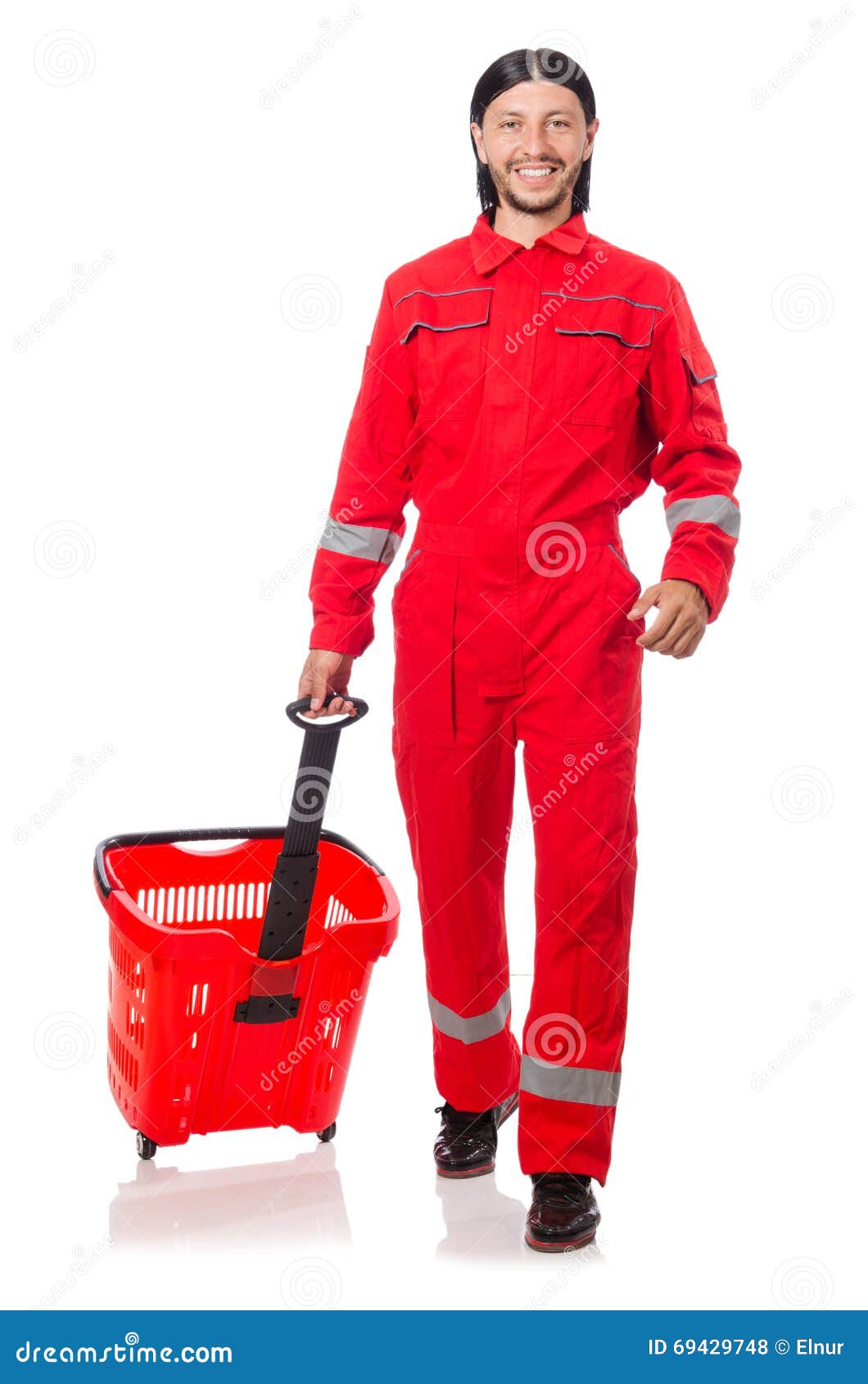 The Man Wearing Red Coveralls Isolated on White Stock Photo - Image of ...