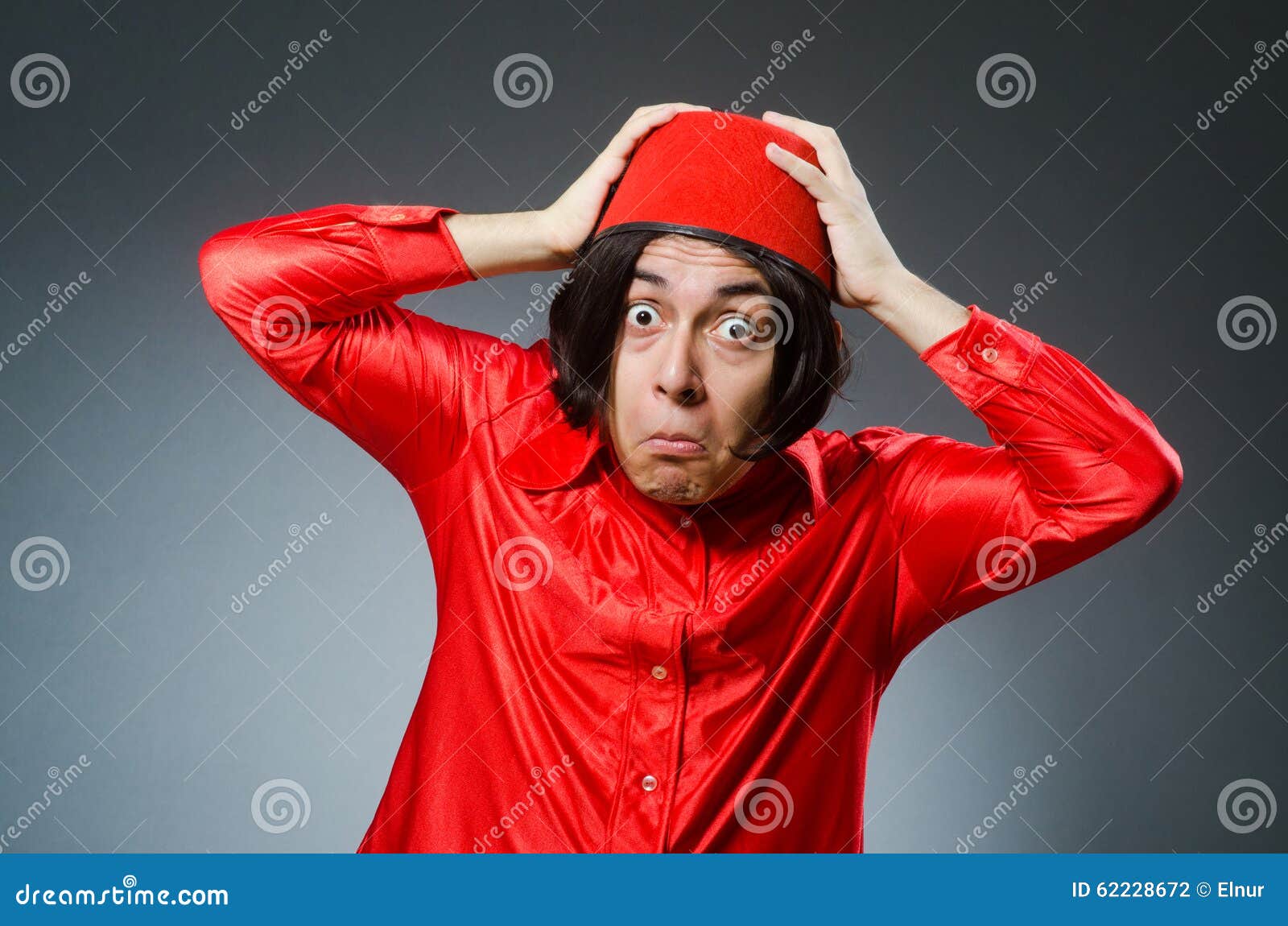 The Man Wearing Red Fez Hat Stock Photo - Image of caught, comic: 62228672