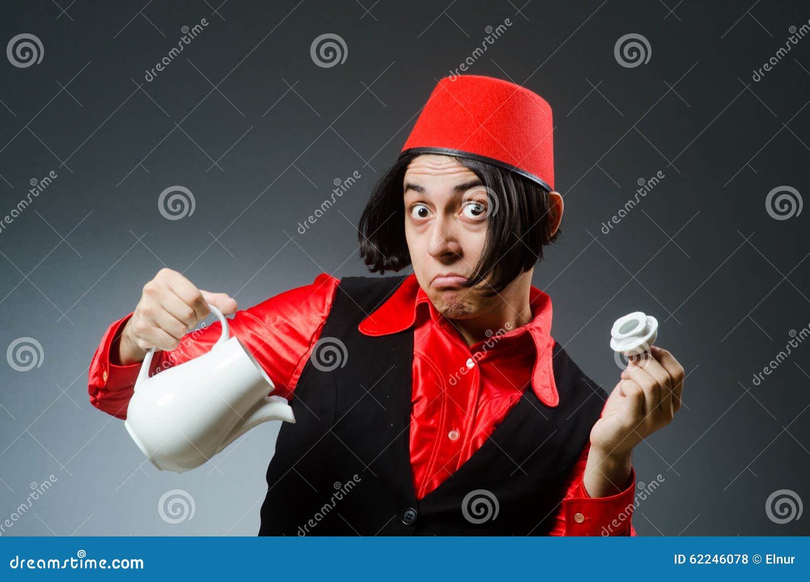 The Man Wearing Red Fez Hat Stock Photo - Image of butler, felt: 62246078