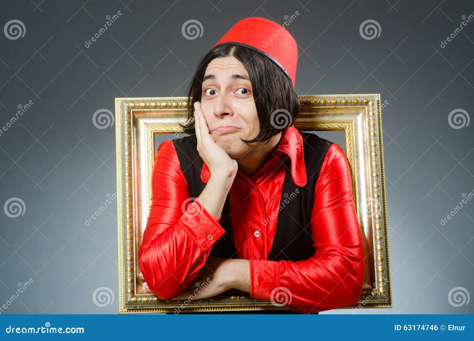 The Man Wearing Red Fez Hat Stock Photo - Image of comic, diversity ...