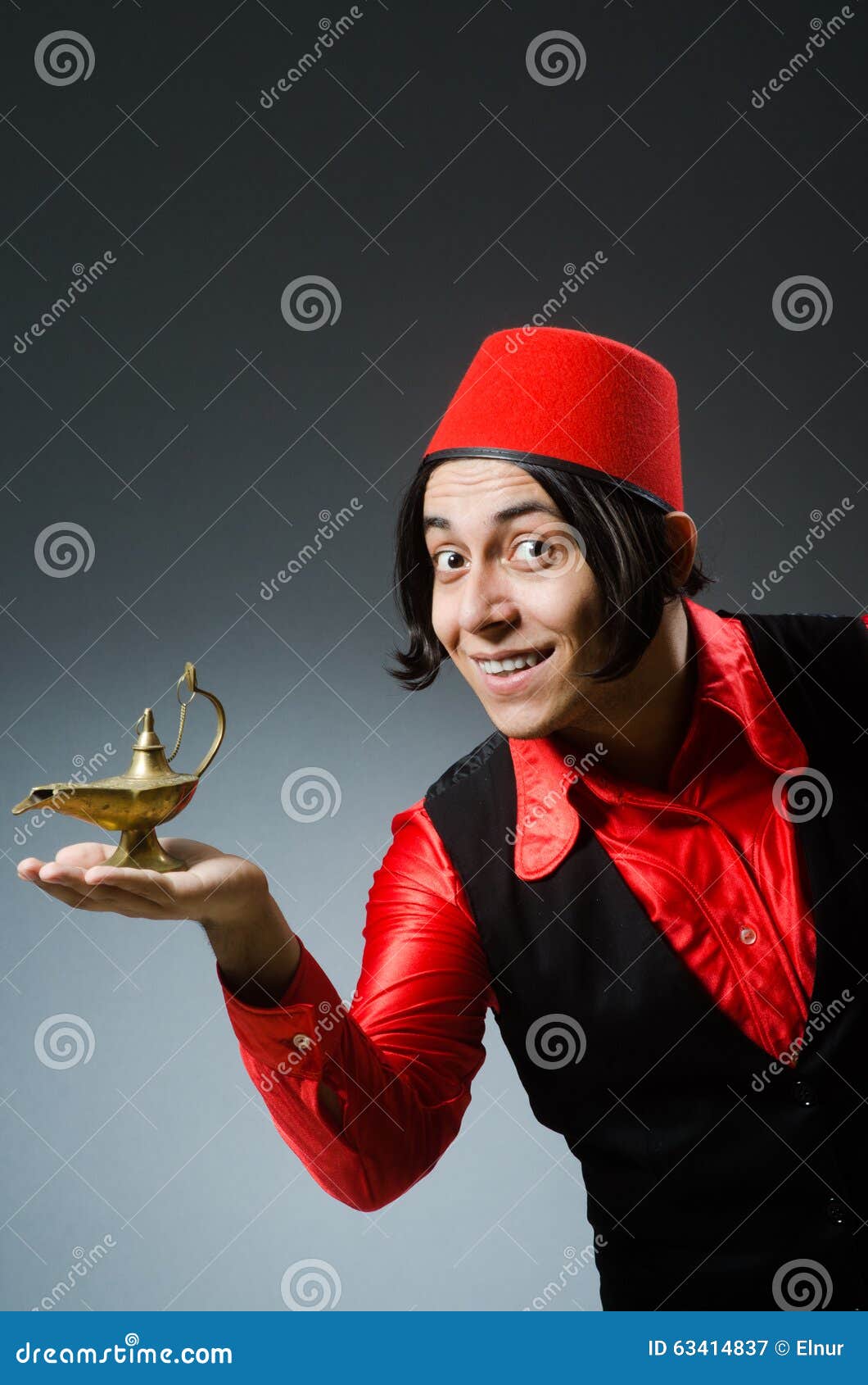 The Man Wearing Red Fez Hat Stock Image - Image of aladdin, east: 63414837