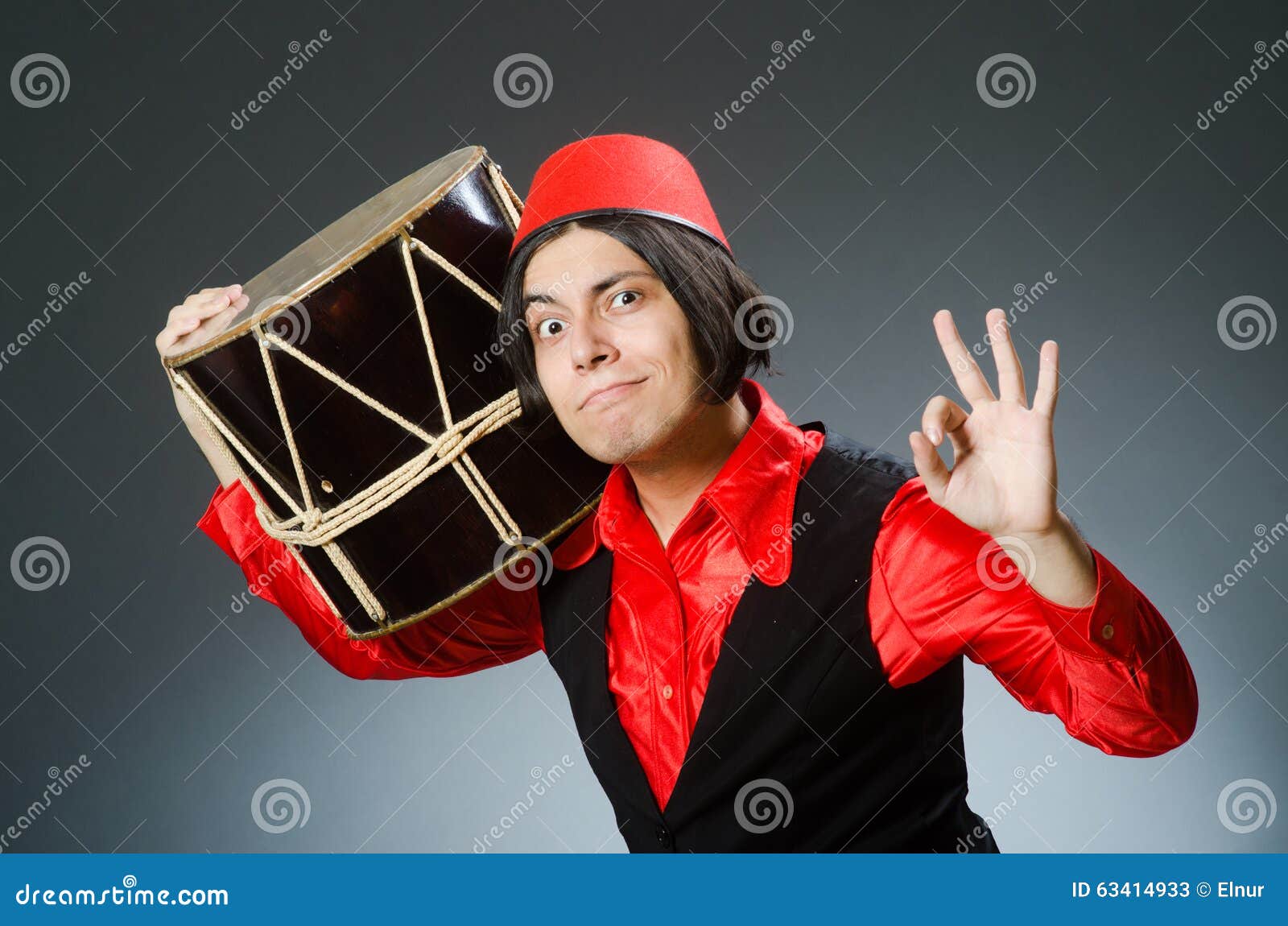 The Man Wearing Red Fez Hat Stock Image - Image of arab, expression ...