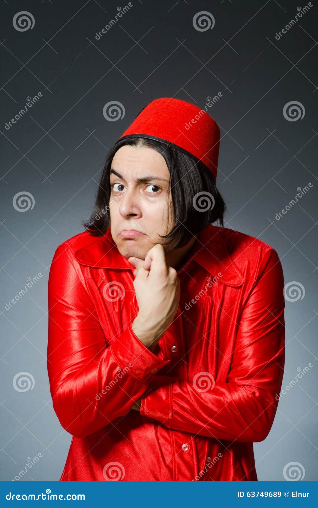 The Man Wearing Red Fez Hat Stock Image - Image of funny, ottoman: 63749689