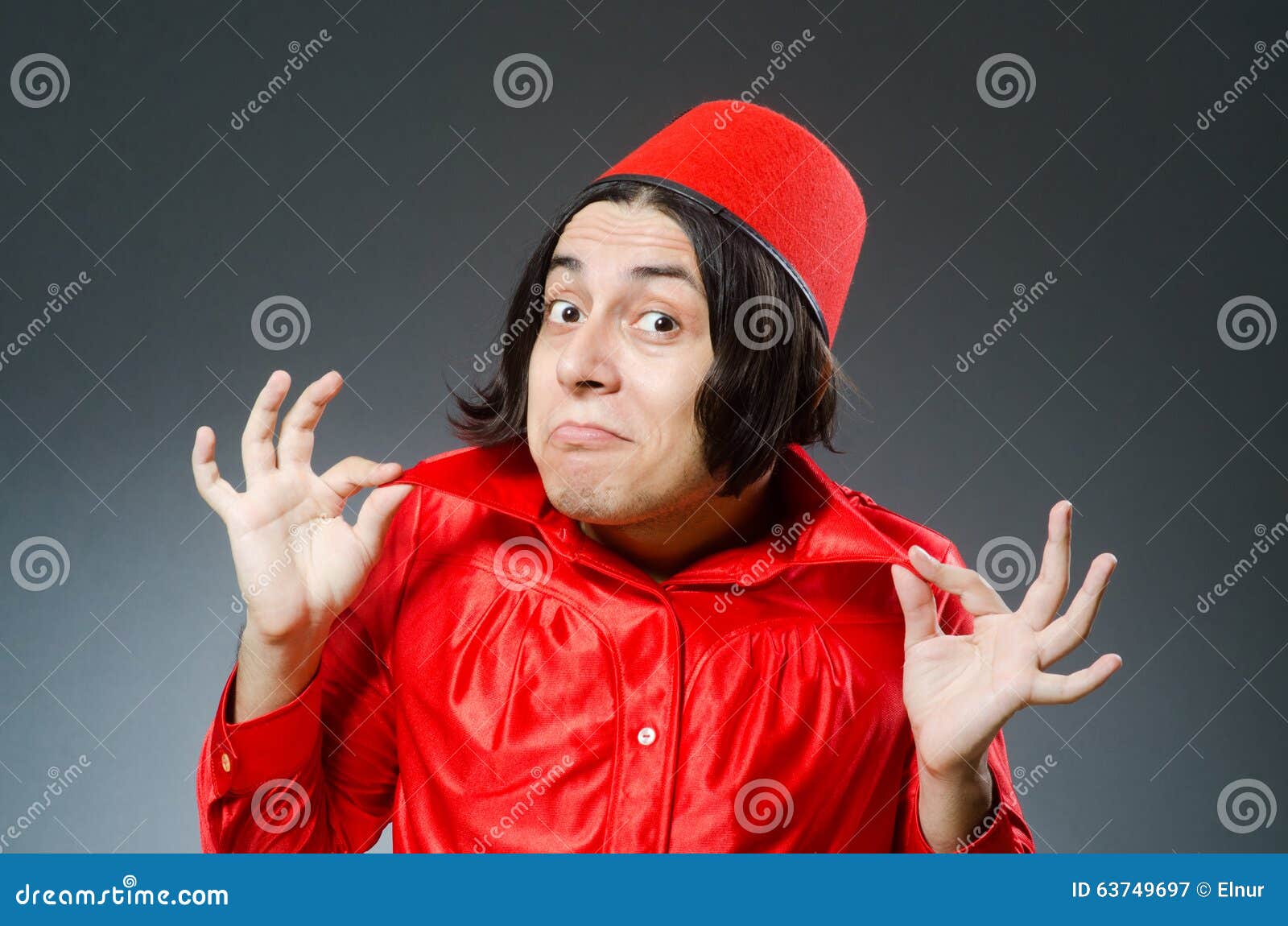 The Man Wearing Red Fez Hat Stock Image - Image of east, arabic: 63749697