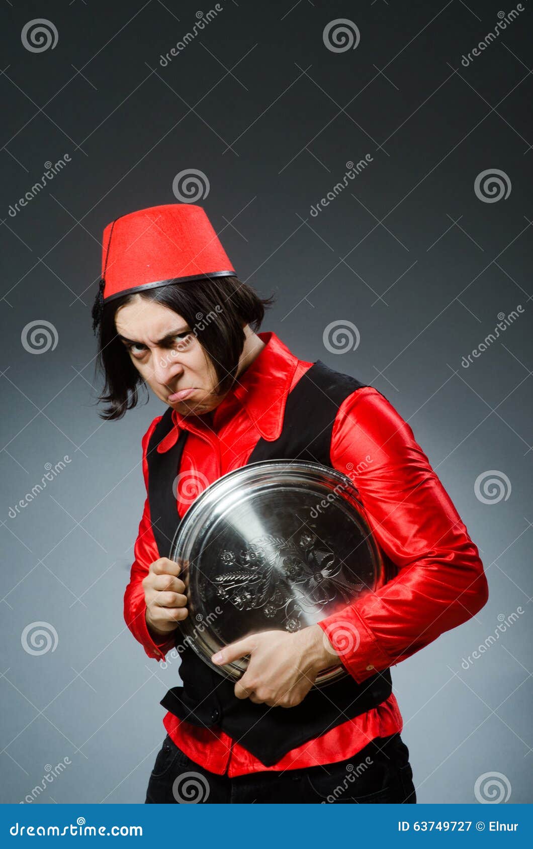 The Man Wearing Red Fez Hat Stock Image - Image of arab, diversity ...