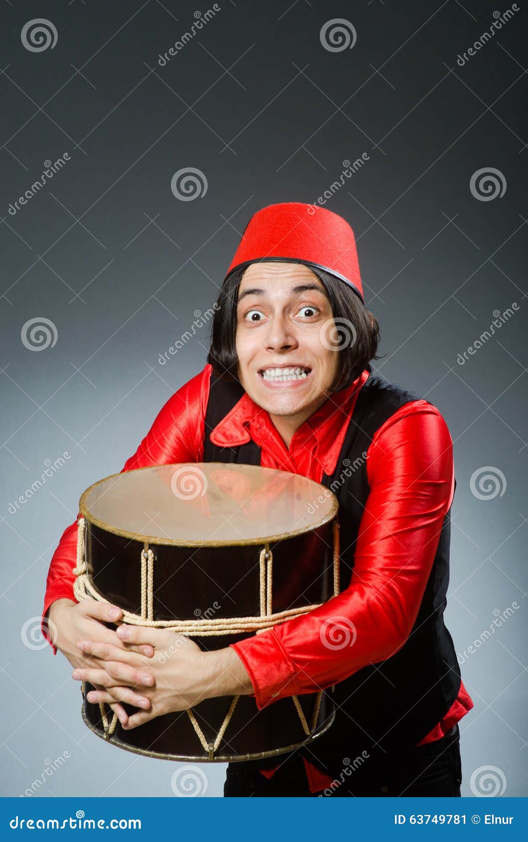 The Man Wearing Red Fez Hat Stock Image - Image of east, arab: 63749781